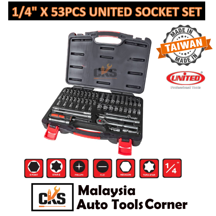 United 1/4" x 53Pcs White Socket Set Box Kecil Super Junior Box Made In ...