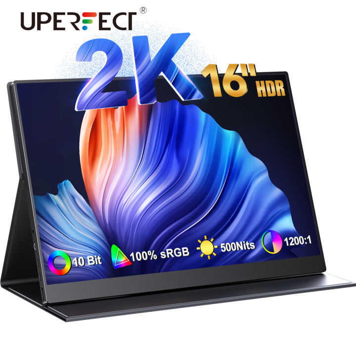UPERFECT 2K Portable Monitor 16.0-inch 500 Nits 10 Bit Frameless Matte ...