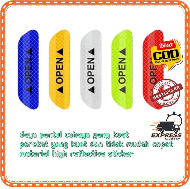STICKER REFLECTOR OPEN PINTU ~o~ 4 PCS REFLECTIVE / STIKER MOBIL ...