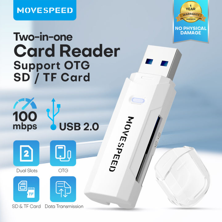 Move Speed Card Reader 2-in-1 Memory Card Reader Dual Card Slot Plug ...