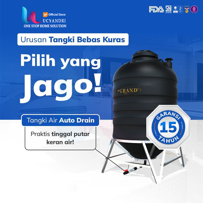 Tangki Air Grand Tandon Air Auto Drain TMD 1200 Liter Bebas Kuras ...