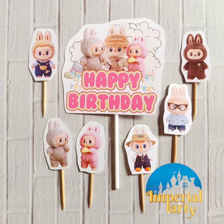 Cake Cupcake Topper Tusukan Kue Happy Birthday Labubu Popmart | Lazada ...