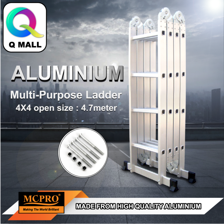 MCPRO Aluminium Multipurpose Ladder 12 steps (3.7m) 16 steps (4.7m) 20 ...