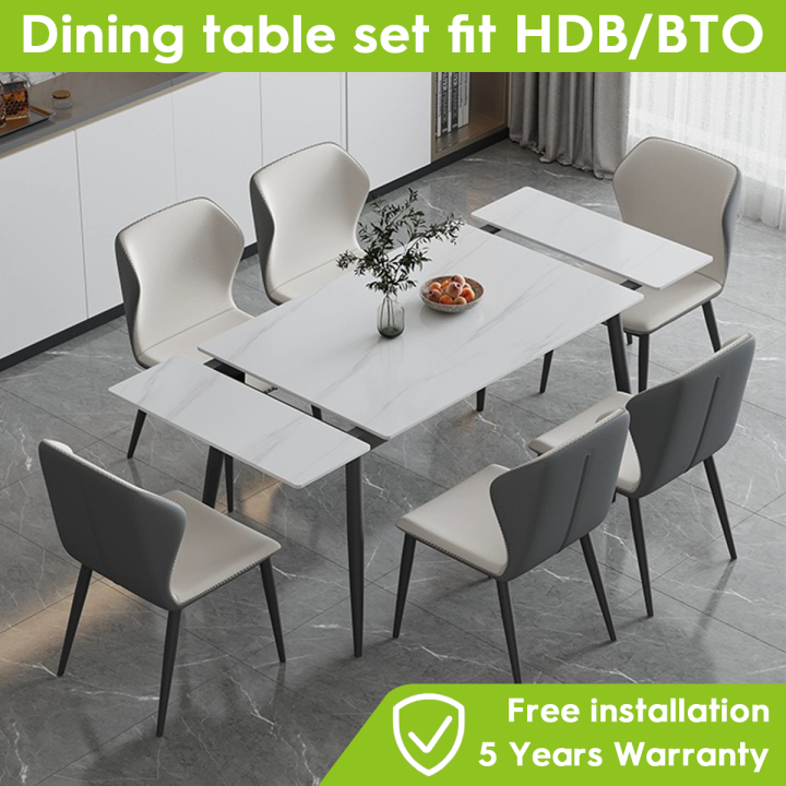 Extendable Dining Table Set Sintered stone Dining Table Chairs 1m-2m ...
