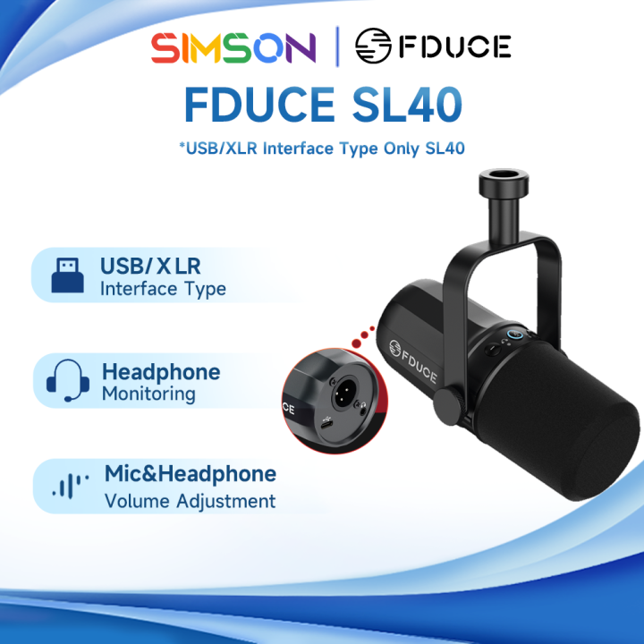 FDUCE ไมโครโฟนไดนามิก SL40X/SL40 USB XLR พร้อมเอาต์พุตหูฟังและฉนวนกัน ...