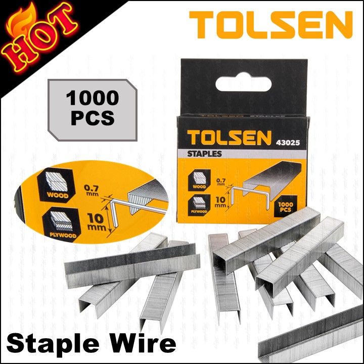 Tolsen Gun Tacker Staple Wire 1000pcs 0.7mm x 10mm 43025 Original ...