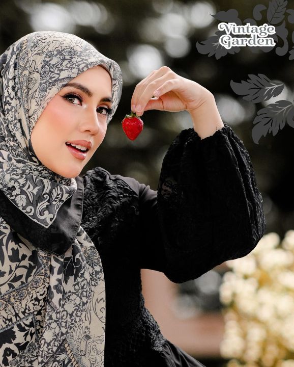 TUDUNG RUFFLE VINTAGE GARDEN | RAWDAH | MALIKA BAWAL PREMIUM COTTON ...