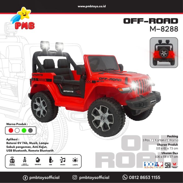Mainan Mobil Aki Jeep Rubicon PMB M-8288 Ban Eva | Lazada Indonesia