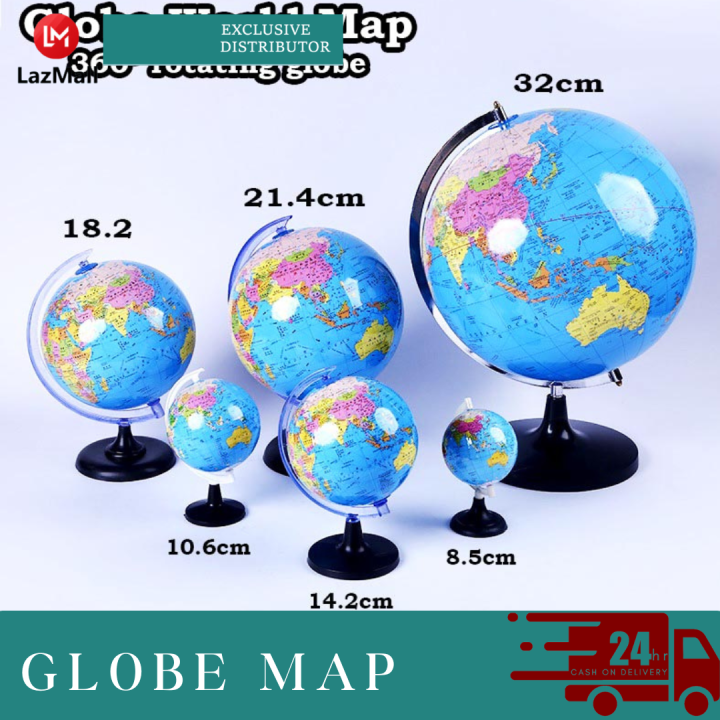 DL-World Map Globe Rotating Map Educational Learning Geography | Lazada PH