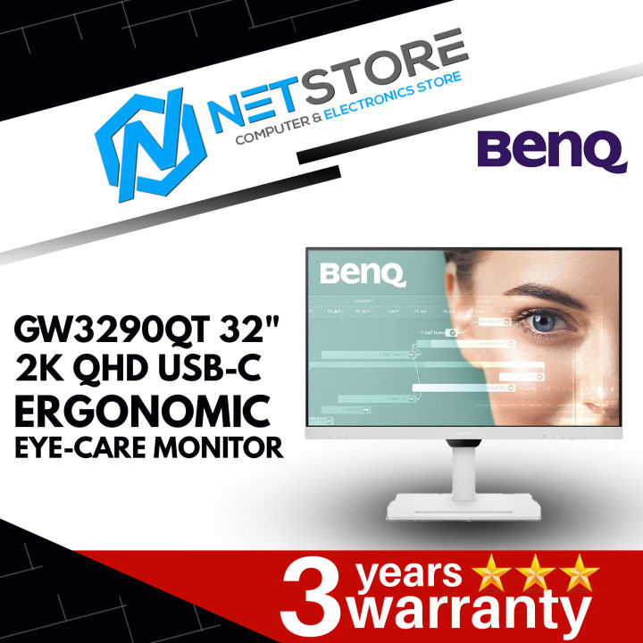 BENQ GW3290QT 32" 2K QHD USB-C ERGONOMIC EYE-CARE MONITOR- 9H.LLHLA.TBP ...