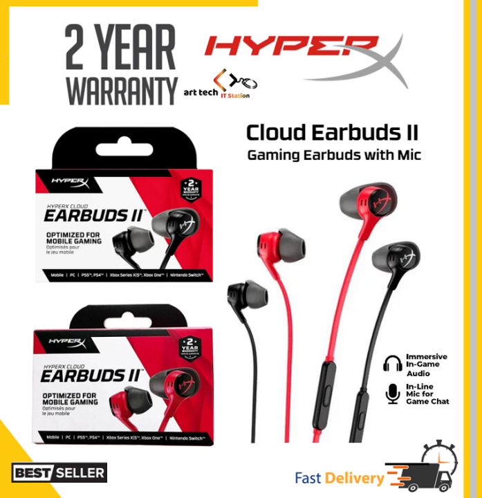 HYPERX CLOUD EARBUDS II IN EAR GAMING HEADPHONE WITH MIC | Lazada