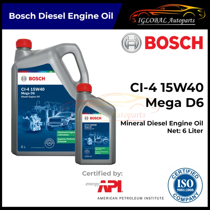 Bosch Mega D6 15W40 API CI-4 Mineral Diesel Engine Oil (6L/1L) | Lazada