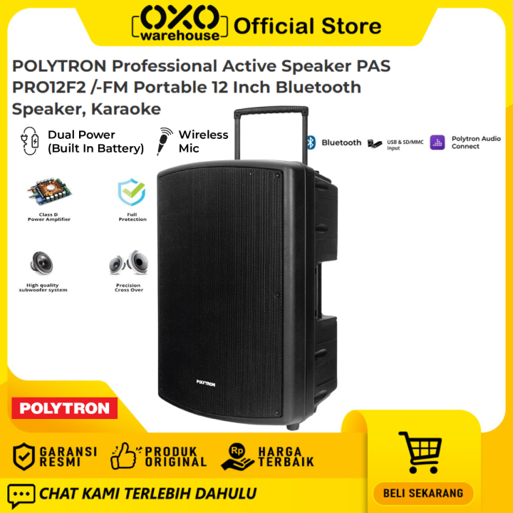 POLYTRON ACTIVE SPEAKER PAS PRO12F2 BLUETOOTH PORTABLE SPEAKER AKTIF GARANSI RESMI PESTA ACARA ...