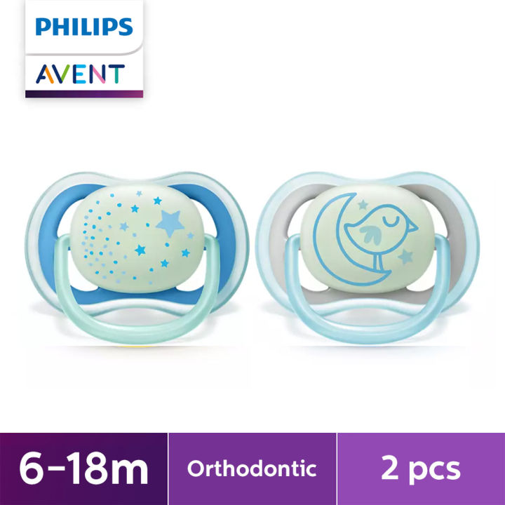 Philips AVENT 6-18m Glow in the Dark Ultra Air Night Time Pacifier, 2 ...