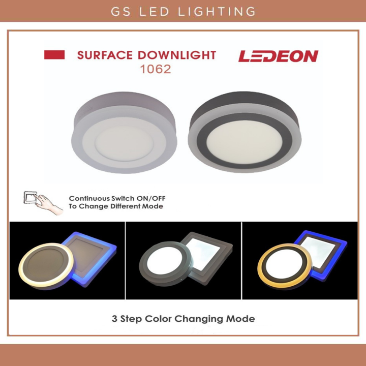 YET WHITE CASING LEDEON 1062 ROUND LED DOUBLE COLOR SURFACE CEILING ...