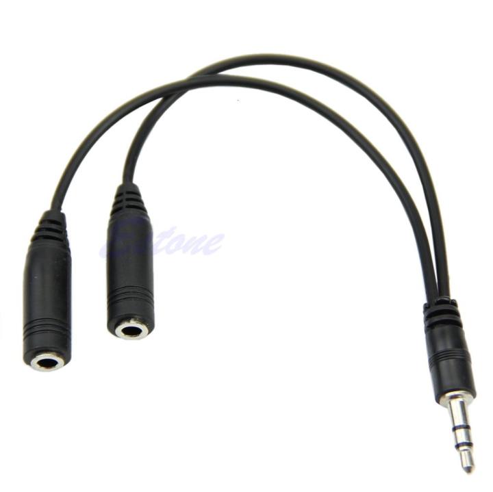 Stereo Audio Plug 3.5mm 1 Male to 2 Female Adapter Cable Y Spliter ...