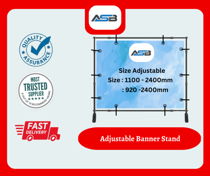 Adjustable Banner Stand, Jumbo Stand, Backdrop Stand 240cm x 240cm suit ...