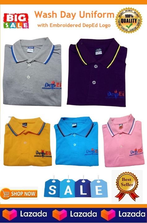 Buy 1 Get 1 Free Polo Shirt with Embroidered DepEd Logo Blue Corner ...