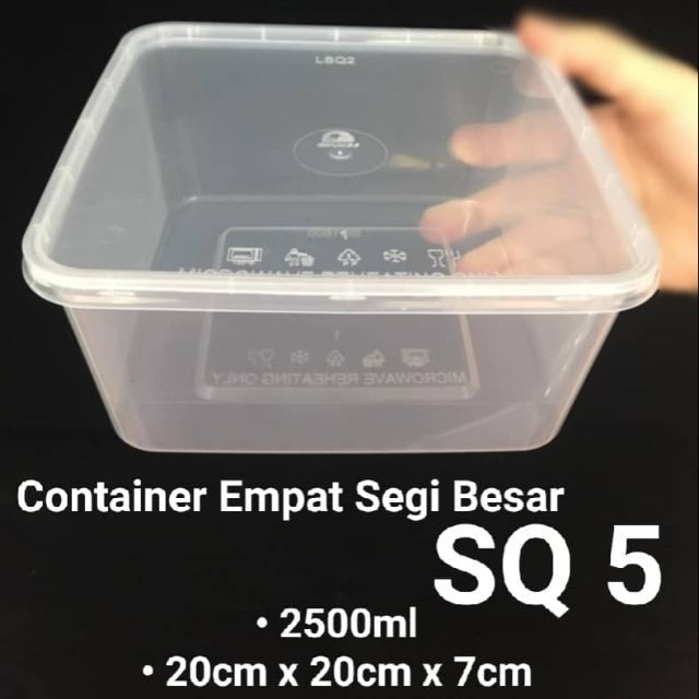 Disposable Plastic Food Container SQ5 Square Container Bekas Makanan ...