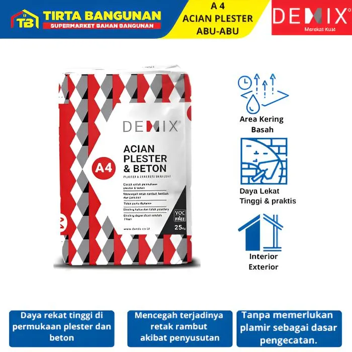 DEMIX A4 ACIAN PLESTER DAN BETON MORTAR PLESTER DINDINGF MENGHASILKAN ...