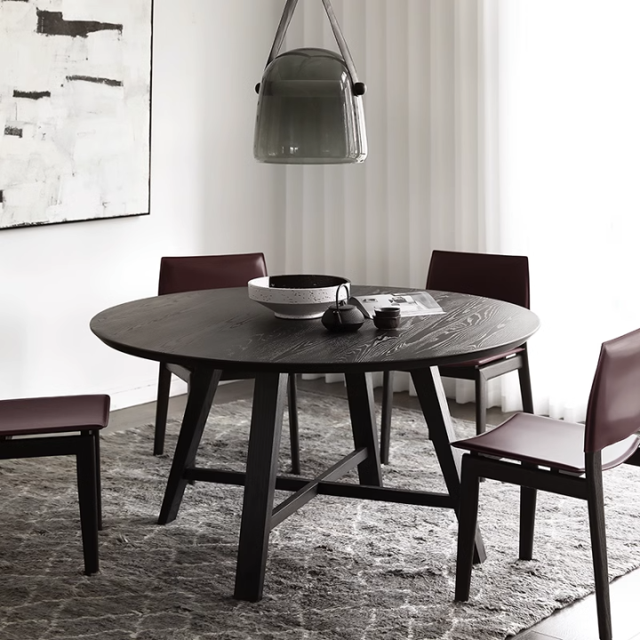 Japanese-style lonely wind solid wood round dining table hotel B&B ...