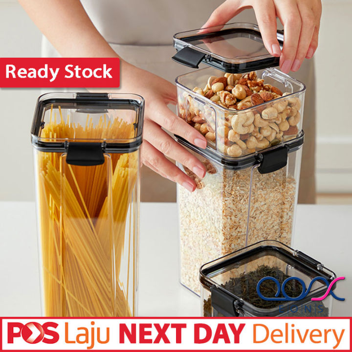 Airtight Food Storage Sealed Containers Transparent Square Box Kitchen ...