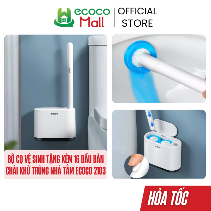 Bộ cọ vệ sinh ECOCO tặng kèm 16 đầu bàn chải khử trùng | Cọ sàn nhà tắm, bếp, gương kính dùng 1 ...