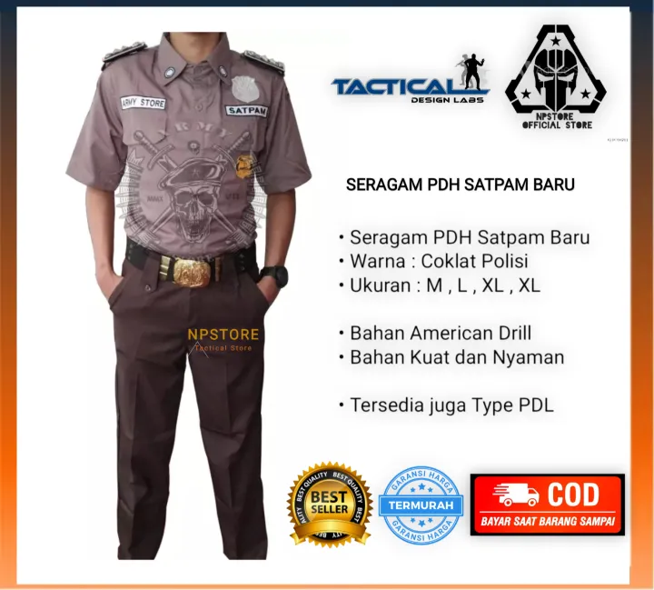 COD || Setelan Seragam PDH Satpam Security Coklat dan Cream Terbaru ...