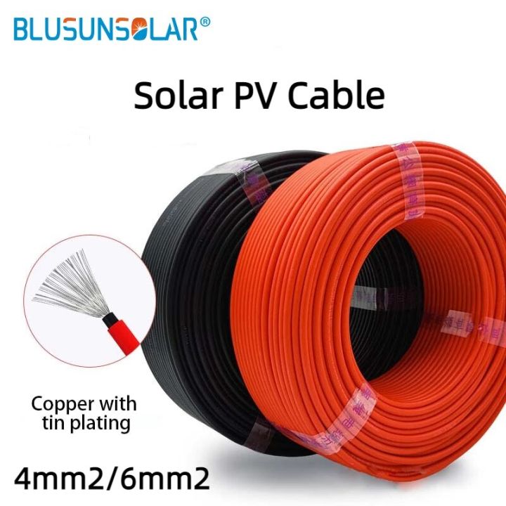 【New Arrivals】 10m/20m Redblack Solar Photovoltaic Wire Single/twin Core 1500v 4/6mm2 12/10awg ...