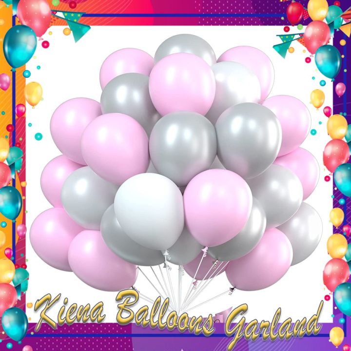 Kiena Balloon Garland Set Pink and White Balloons, 100 pcs 12 Inch Pale ...