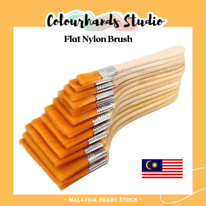 Soft Flat Nylon Brush (Halal) Wood Berus Cat Kayu Nylon Art Berus Warna ...