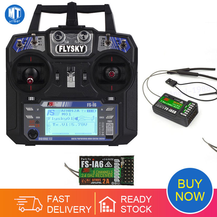 FlySky FS-i6 2.4G 6CH AFHDS RC Transmitter With FS-iA6 FS-iA6B Receiver for Airplane Heli UAV ...