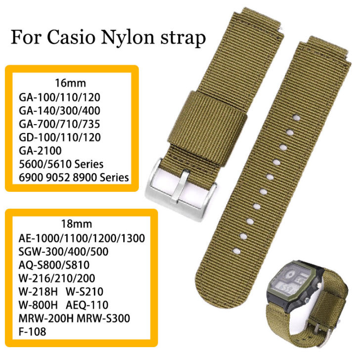Nylon Watch Strap for Casio for AE-1000/1100 W-800H SGW-300/400/500 ...
