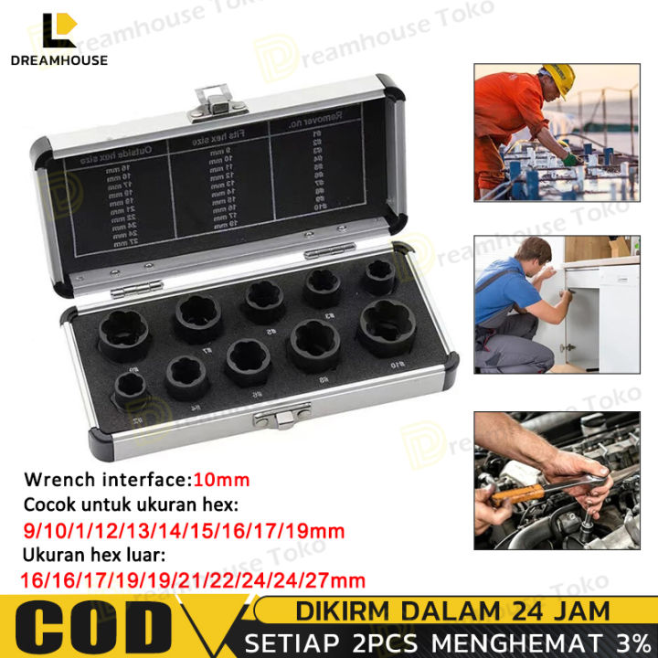 PEMBUKA BAUT MUR RUSAK BOLT NUT SHORT & LONG BOX REMOVER EXTRAKTOR ISI 10PC | Lazada Indonesia