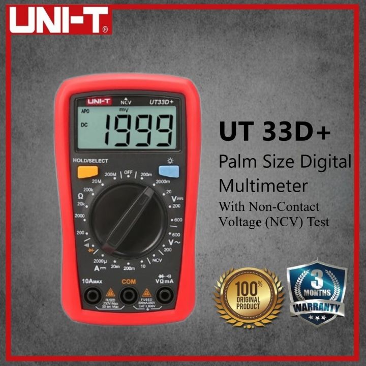 UNI-T UT33D+ Palm Size Digital Multimeter AC/DC 600V with NCV Detection | Lazada
