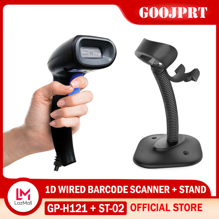 Goojprt GP-H1 Handheld 1D Barcode Scanner Wired USB with ST-02 Barcode ...