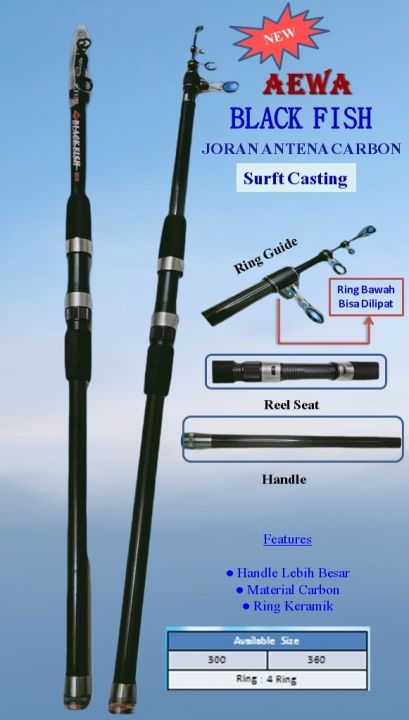 JORAN SURF TELESCOPIC AEWA BLACKFISH 300 360 420 450 JORAN PASIRAN ...