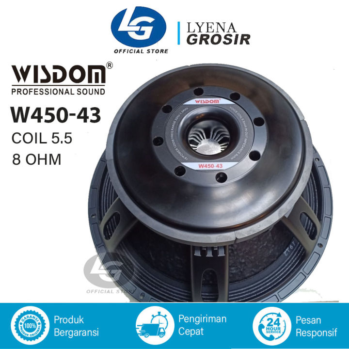SPEAKER KOMPONEN WISDOM W450-43 SPEAKER 18 INCH COIL 5.5 ORIGINAL ...