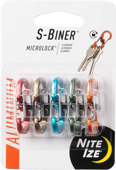 Nite Ize S-Biner MicroLock Aluminum, Locking Keychain Carabiner, 5 Pack ...
