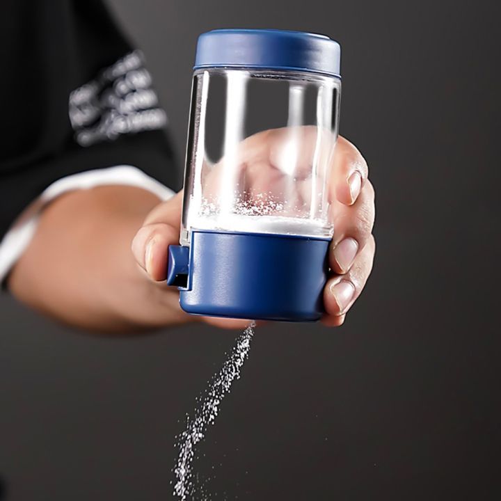 【FREEHOUSEMALL】 Glass and Stainless Steel Salt Dispenser with Push ...