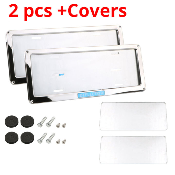 Upgrade 2PCS License Plate Frame LTO Metal Chrome License Plate Frames Universal Car License LTO Plate Covers Car Plate with Acrylic Cover Car Plate Holder Oem License Plate Accessories Lazada