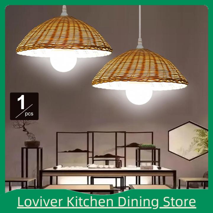 Loviver Hand Weaving Bamboo Lamp Shade Retro Light Bulb Cover Ceiling ...