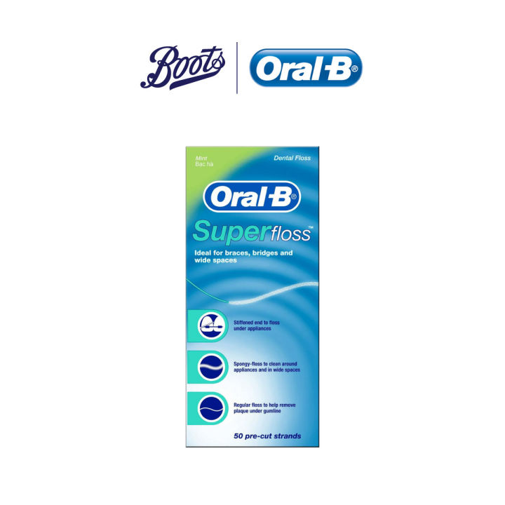 Oral B Super Fross ออรัลบี ไหมขัดฟัน ซุปเปอร์ฟรอส 30 เมตร สำหรับผู้จัด ...