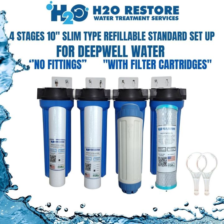 Water Filter 4 Stages 10" Slim Type H2O RESTORE Refillable Standard ...