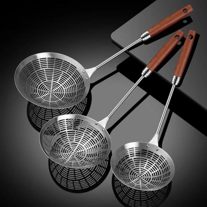 Stainless Steel Extended Punching Drainer Colander Wood Handle | Lazada PH