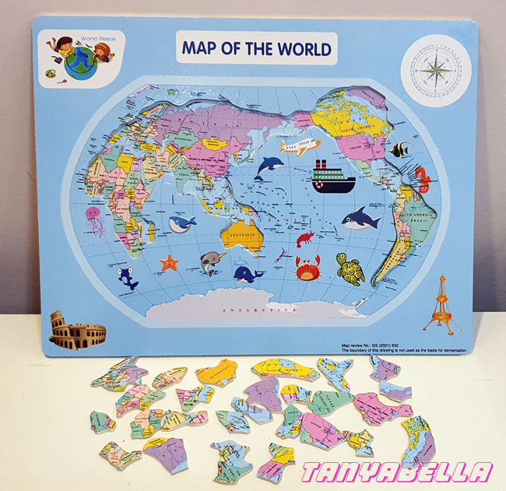 Map of the World Wooden Jigsaw Puzzle Educational Toy Game for Kids ...