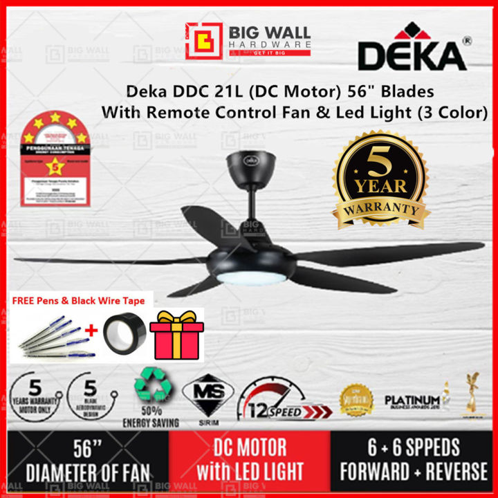 Deka DDC 21L (DC Motor) 56" Blades Remote Control Fan With Led Light (3 ...