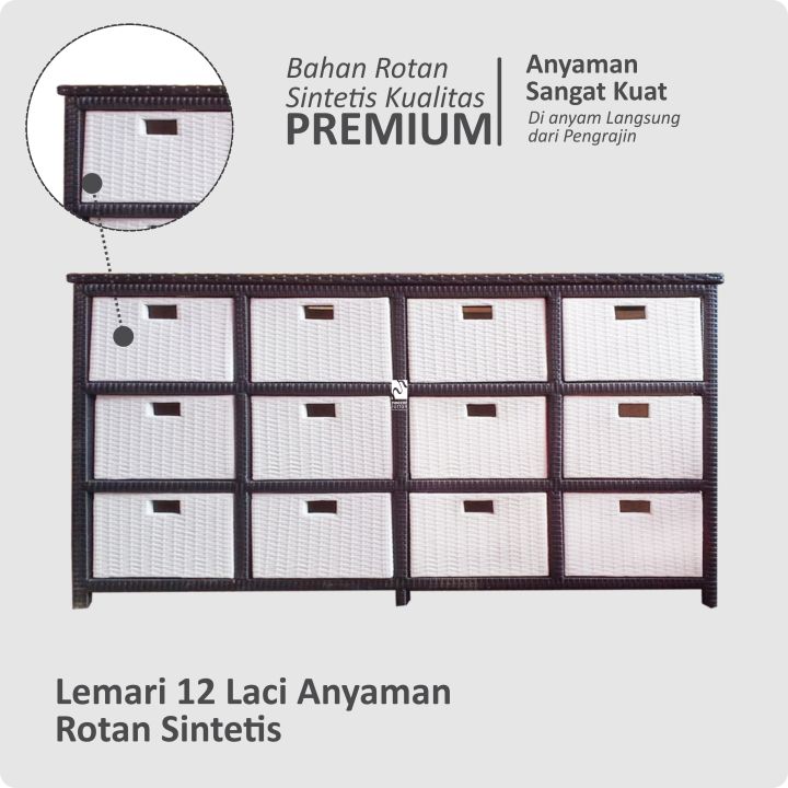 Rak Lemari Laci Rotan Sintetis 12 laci Serbaguna | Lazada Indonesia