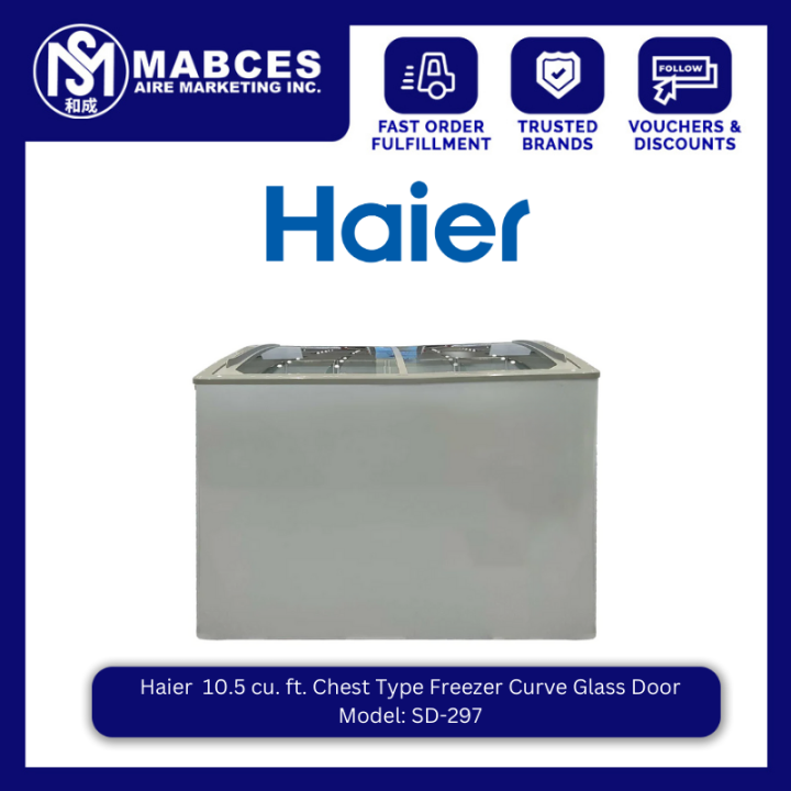 Haier 10.5 cu. ft. Chest Type Freezer Curve Glass Door SD-297 | Lazada PH