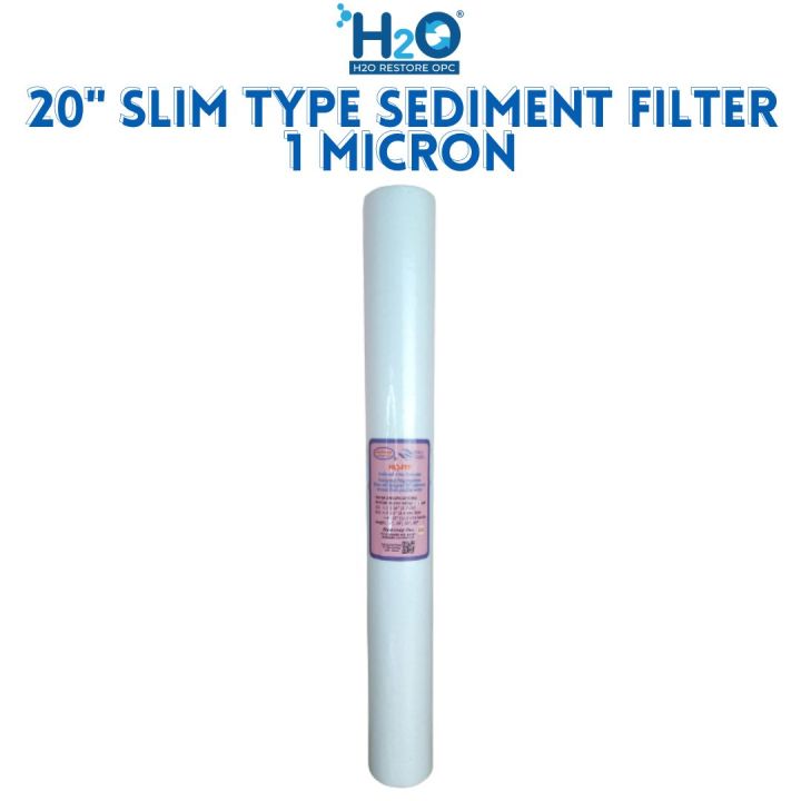 Water Filter 20" Slim Type Sediment Filter 1 Micron Filter Replacement ...
